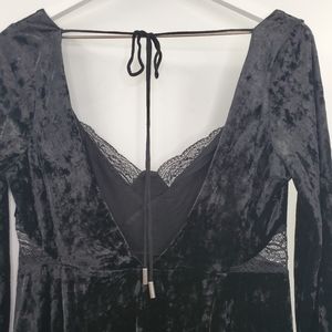 Free People | Dresses | Free People Kat Black Velvet Mini Dress Lbd ...